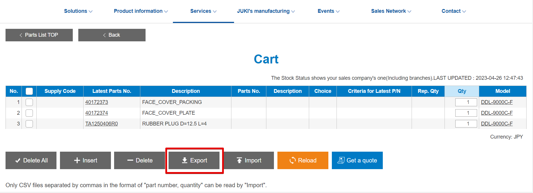JUKI's Optional Parts : You can now add your desired parts to the cart!| JUKI Industrial Sewing ...